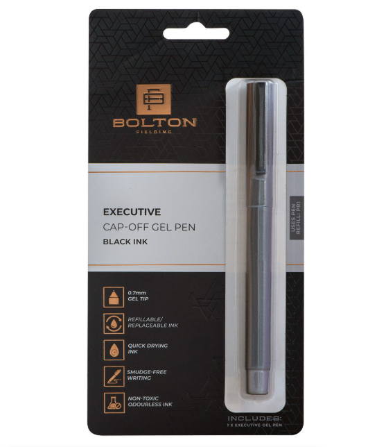 Bolton Executive Pen, Flat Cap With Screen-Printed Logo, Black Ink, Si